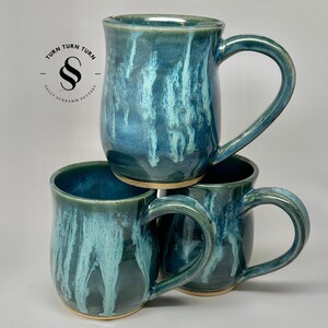 Pottery Mug / 14 Oz Aqua Blue Mug / Sally Schramm Pottery - Etsy