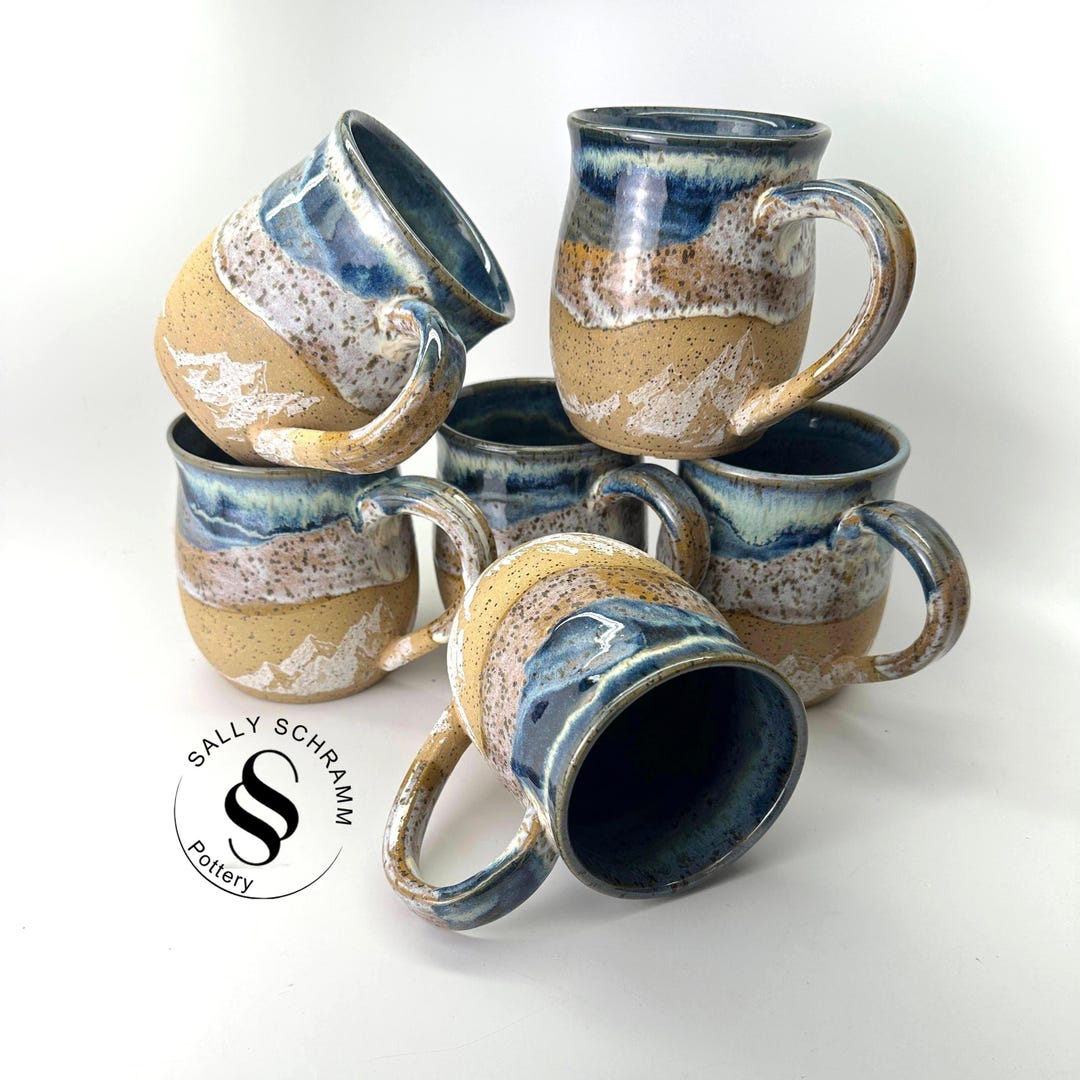 Handmade Snow-capped Mountain Pottery Mug / 16 Oz Mug - Etsy