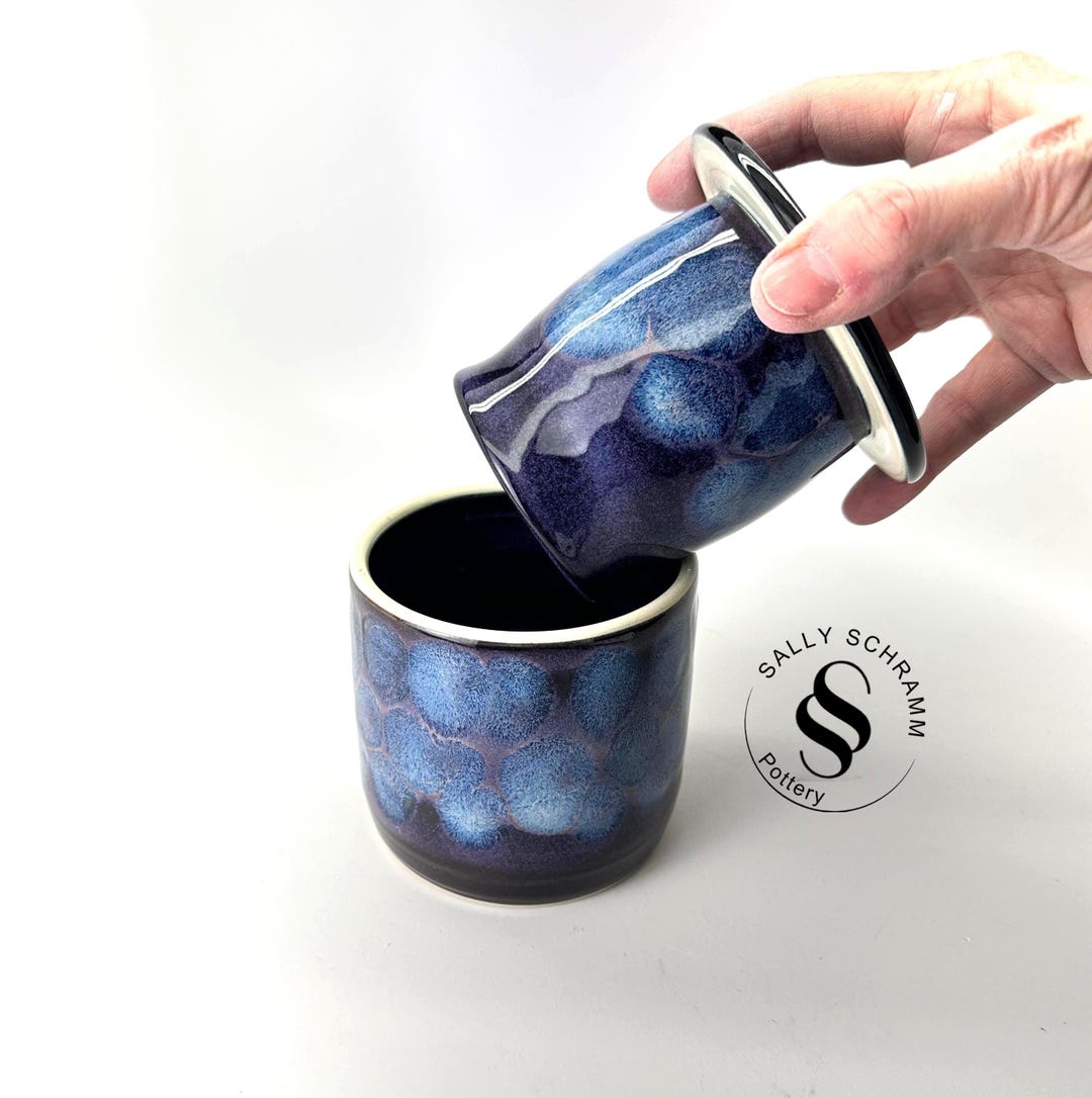 Handmade Pottery Butter Keeper: Frozen Pond Blue Purple Crock - Etsy