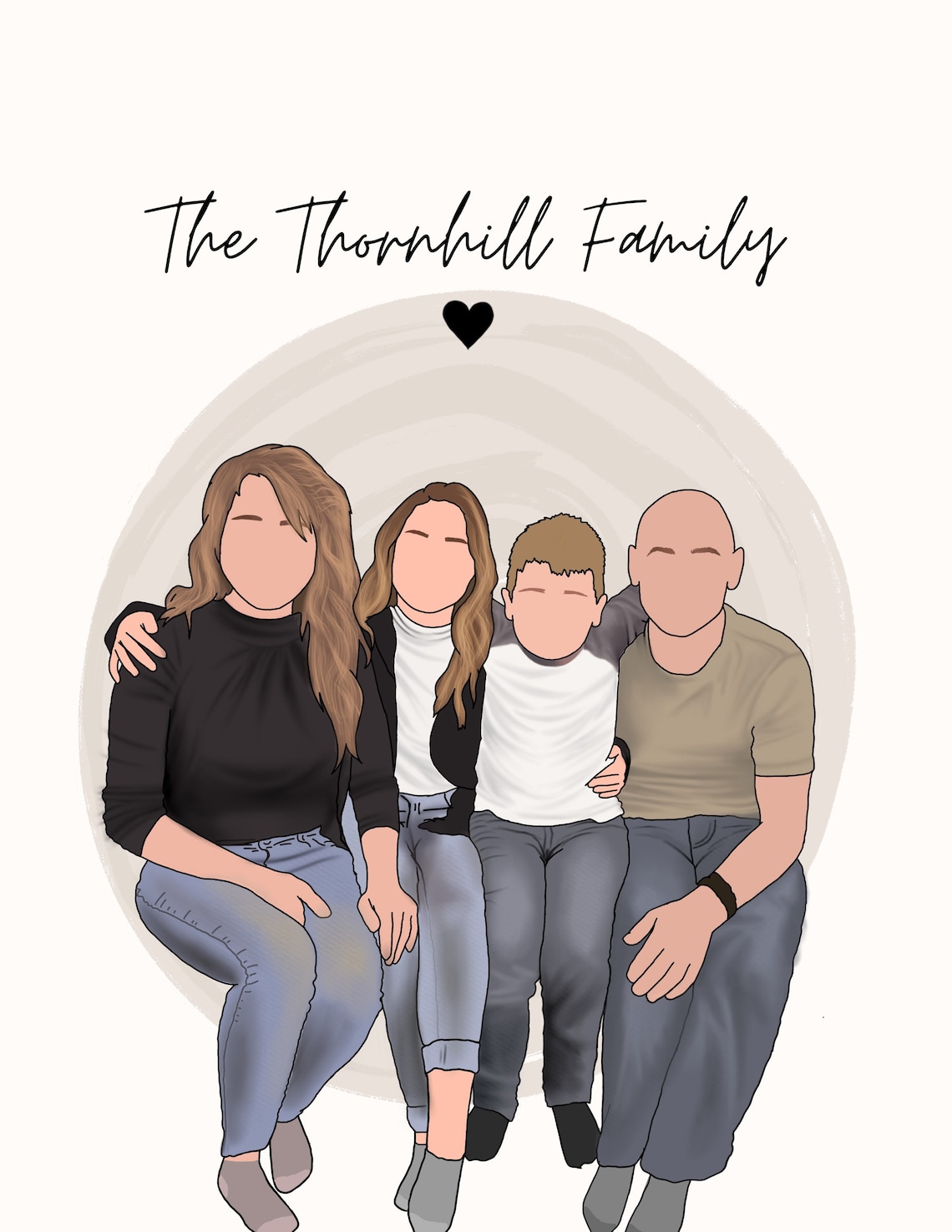 Custom Family Portrait Faceless Portrait Digital - Etsy