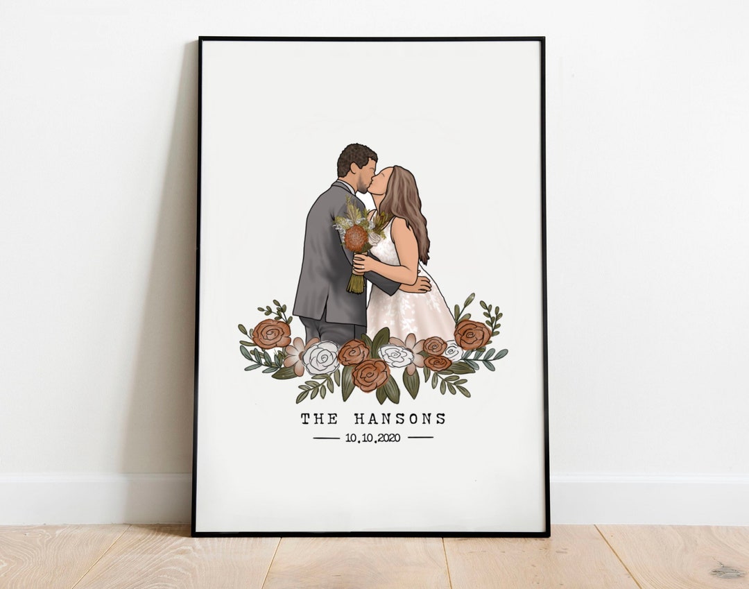 Custom Wedding Couple Illustration, Faceless Portrait, Digital ...