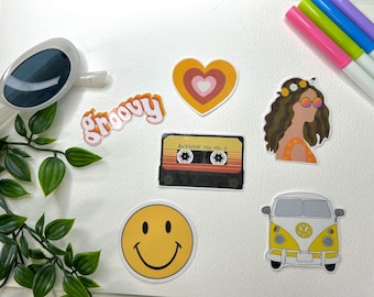 Retro Aesthetic Stickers | 70s 80s 90s Vinyl Stickers | Vintage Groovy ...