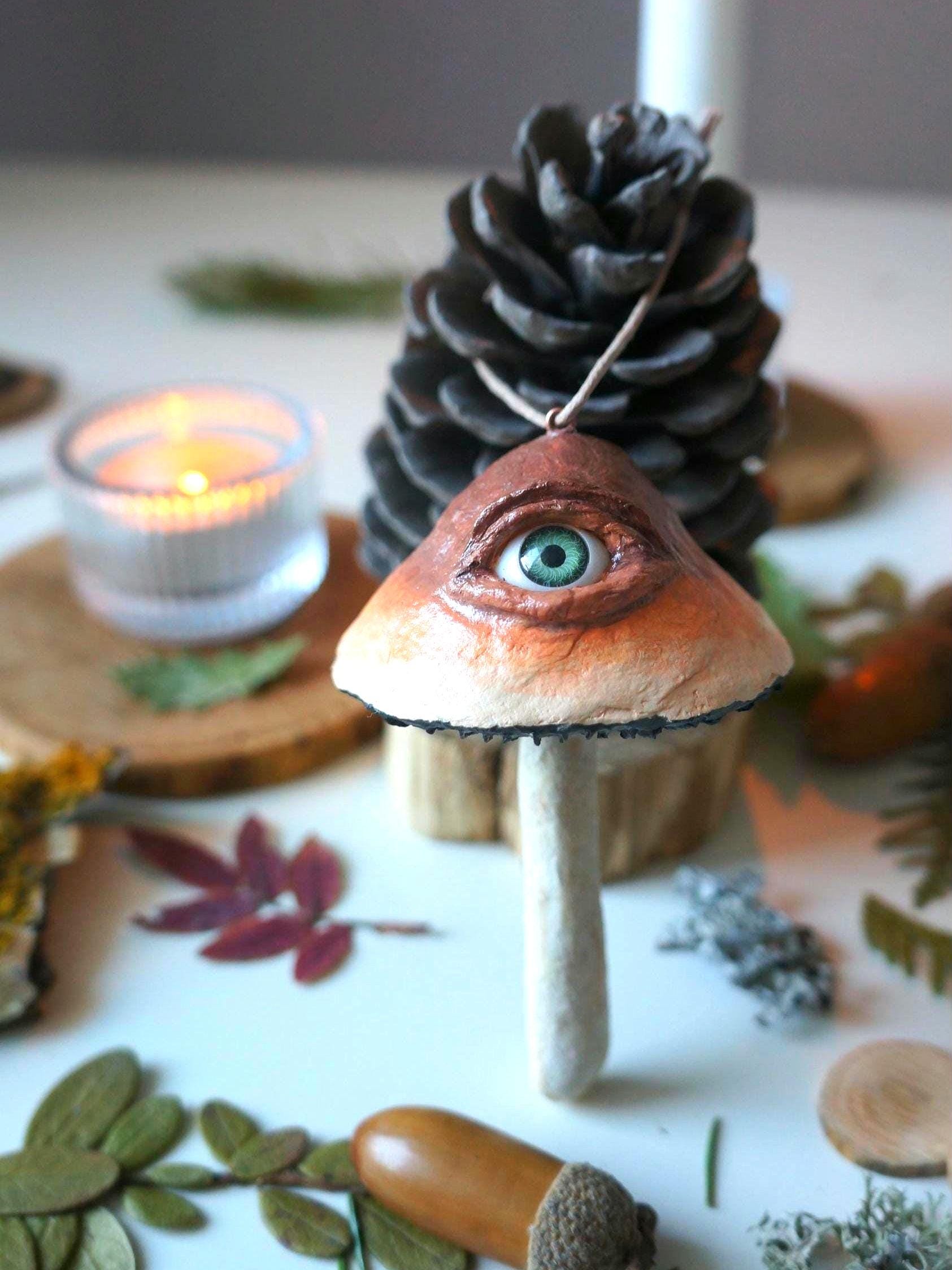 Creepy Mushroom Ornament Fantasy Fairy Fungi Weird Shaped Eyeball ...