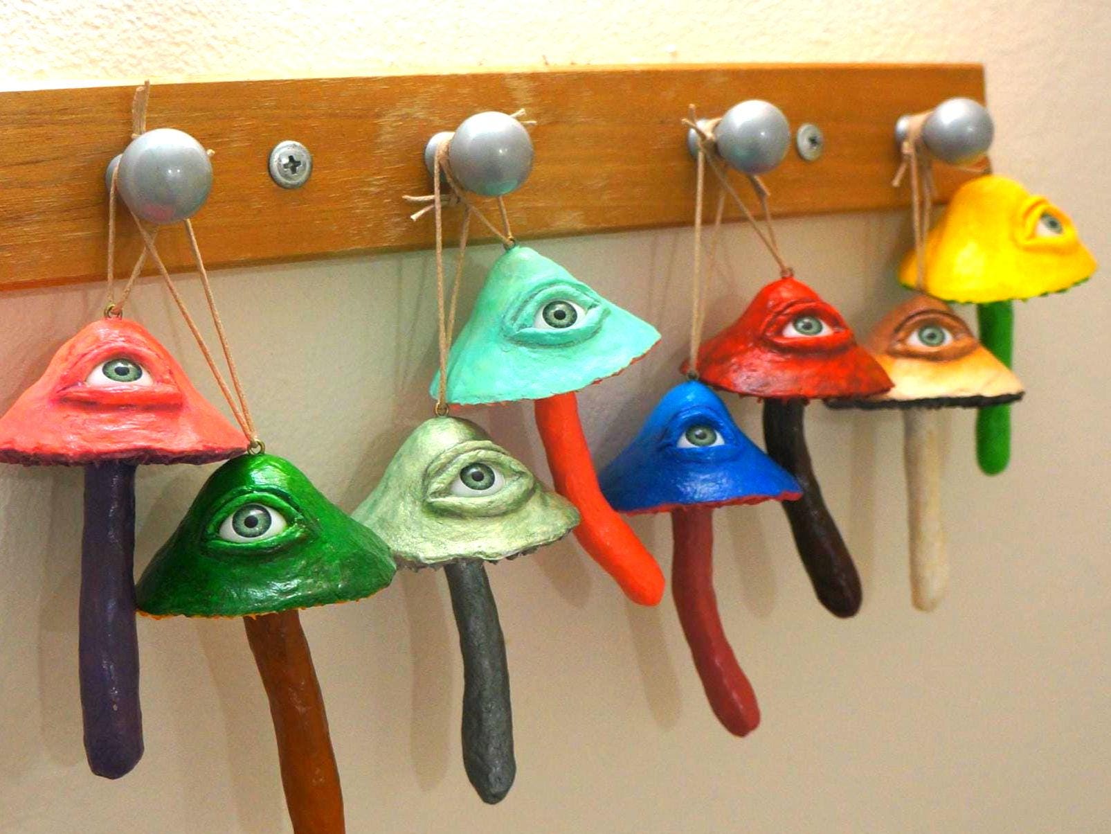 Creepy Mushroom Ornament Fantasy Fairy Fungi Weird Shaped Eyeball ...
