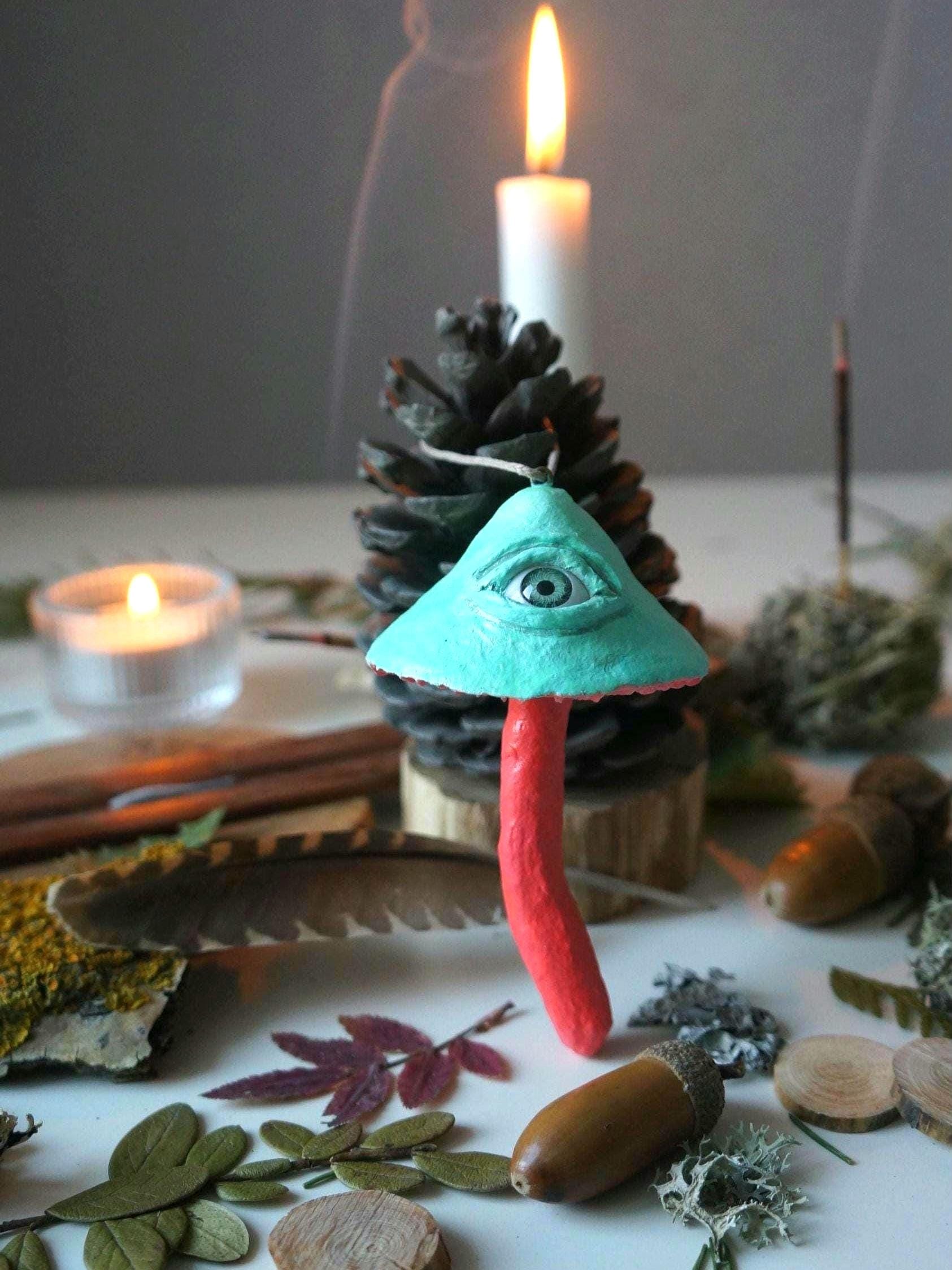 Creepy Mushroom Ornament Fantasy Fairy Fungi Weird Shaped Eyeball ...