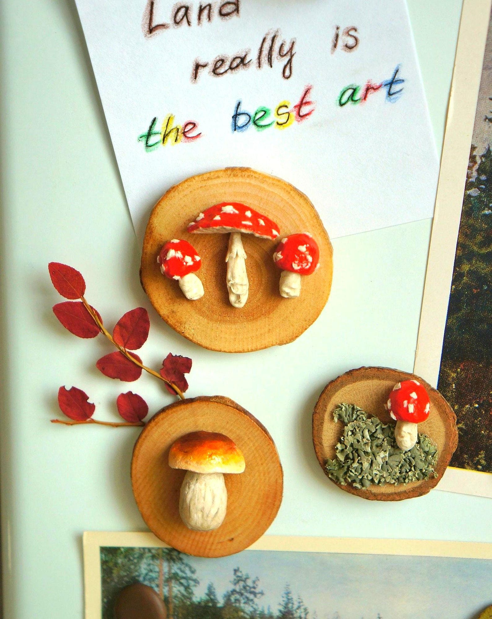 Woodland Mushroom Magnets: Hand Sculpted Fridge Decor, Set of 3 - Etsy
