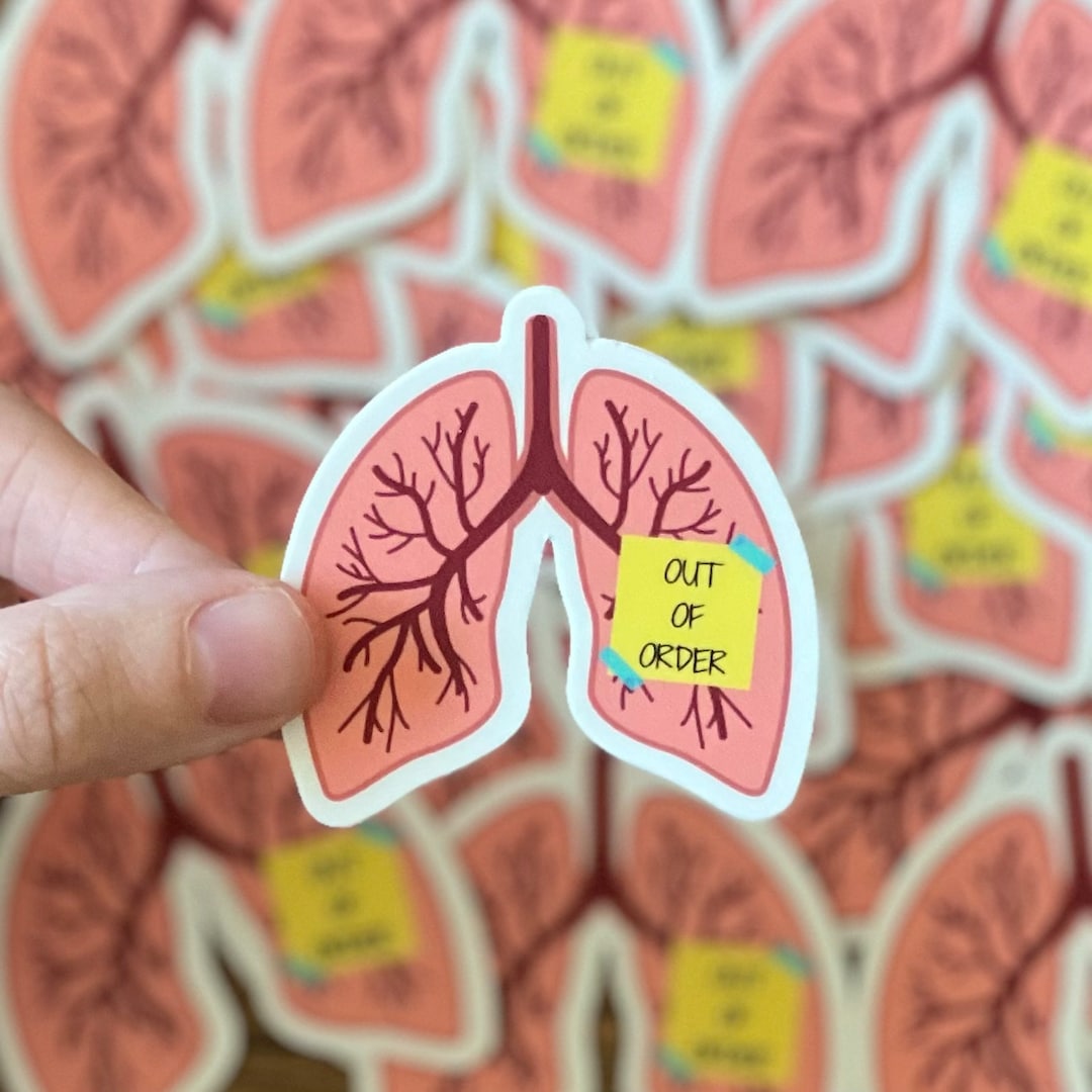 Lungs Out of Order Stickers, Funny Chronic Illness Stickers, Cystic ...