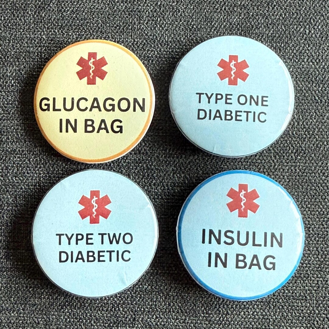 Diabetes Medical Alert Button, Glucagon in Bag Alert, Insulin in Bag ...