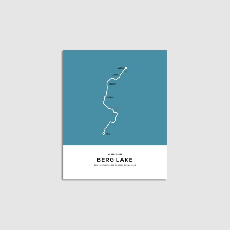 Berg Lake Trail Map - Trail Map Print - Banff Print - Hiking Gift ...