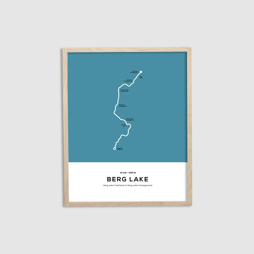 Berg Lake Trail Map - Trail Map Print - Banff Print - Hiking Gift ...