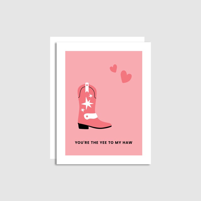 Cowboy Boot Valentines Day Card - Yee to My Haw Anniversary Card - Etsy