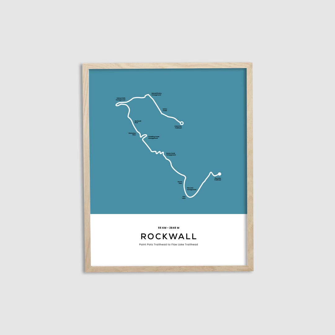 Rockwall Trail Map - Trail Map Print - Banff Print - Hiking Gift ...
