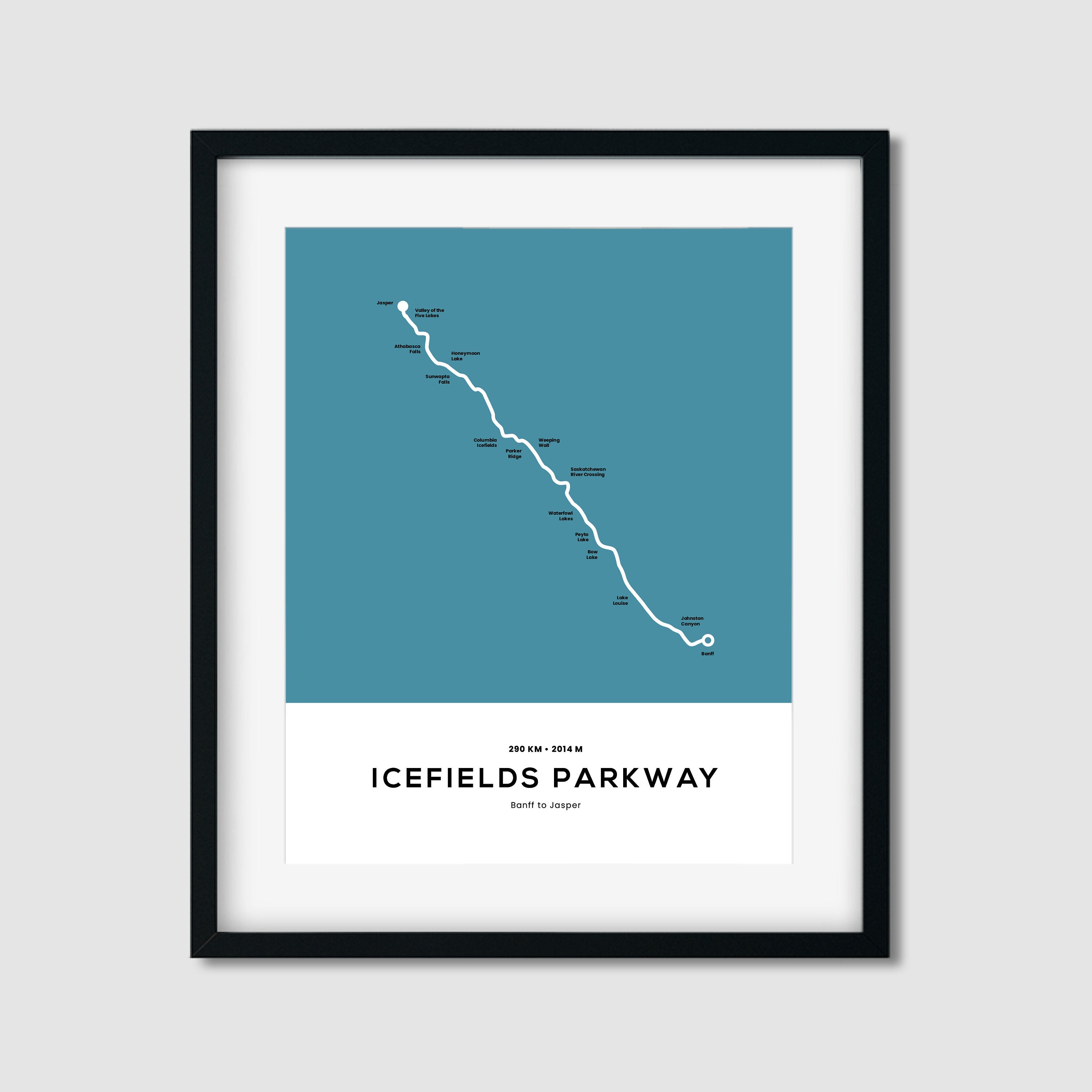 Icefields Parkway Trail Map Trail Map Print Banff Print Hiking Gift ...