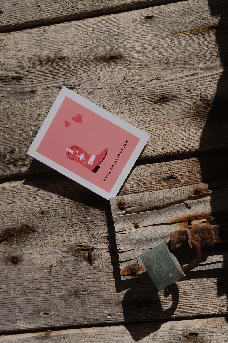 Cowboy Boot Valentines Day Card - Yee to My Haw Anniversary Card - Etsy