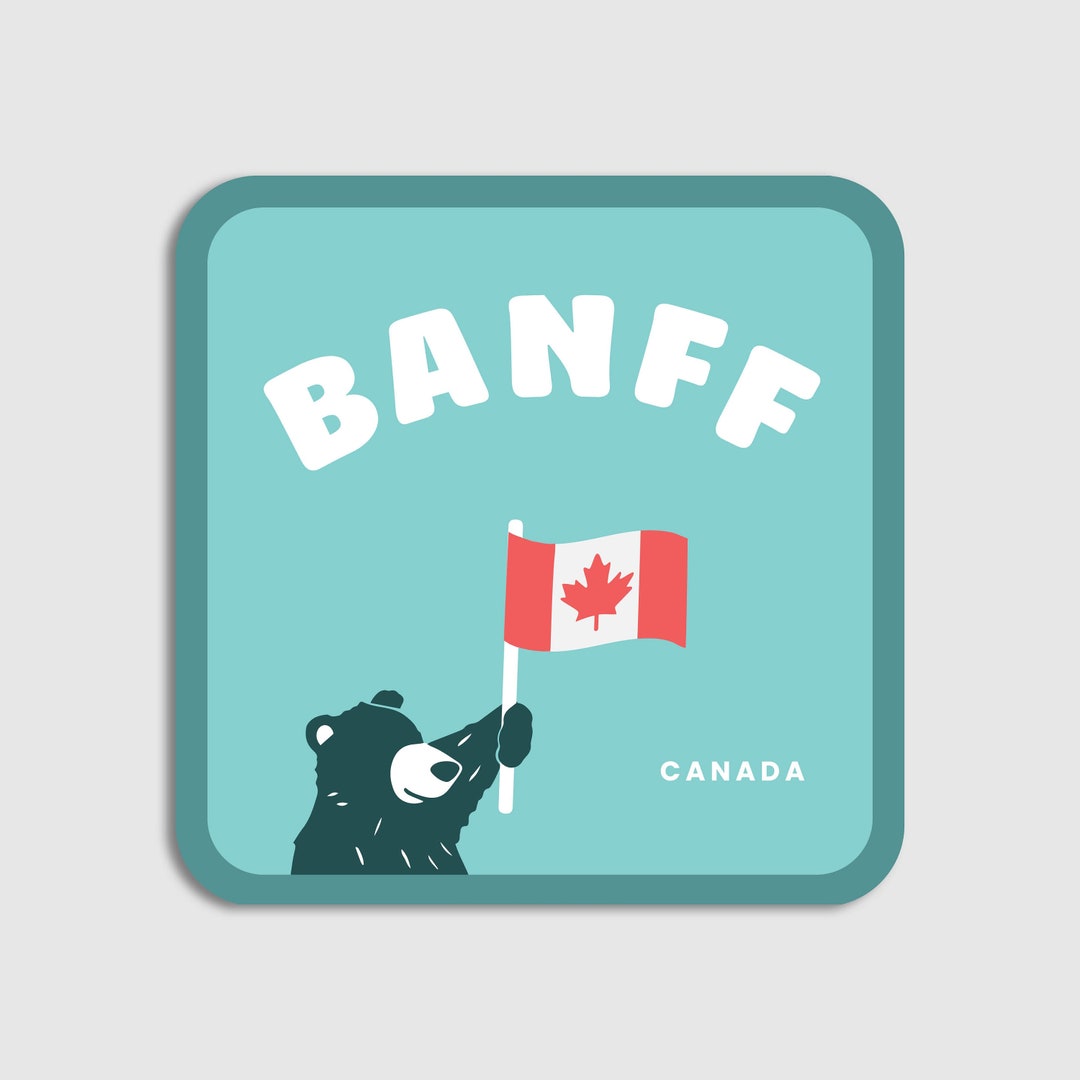 Banff National Park Sticker - Square Bear - Vinyl Sticker - Nature ...