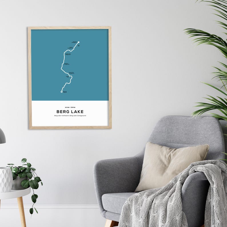 Berg Lake Trail Map - Trail Map Print - Banff Print - Hiking Gift ...
