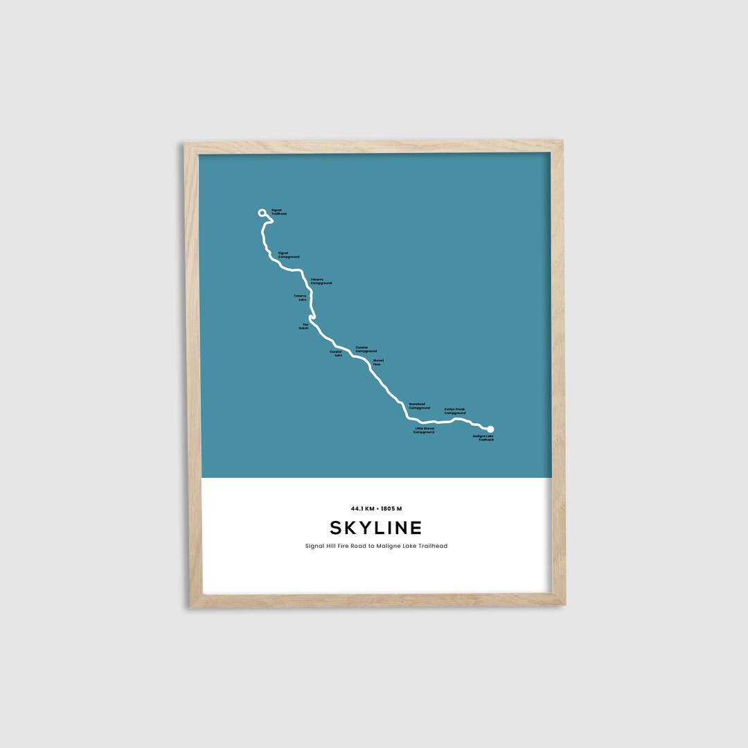 Skyline Trail Map - Trail Map Print - Banff Print - Hiking Gift - Banff ...