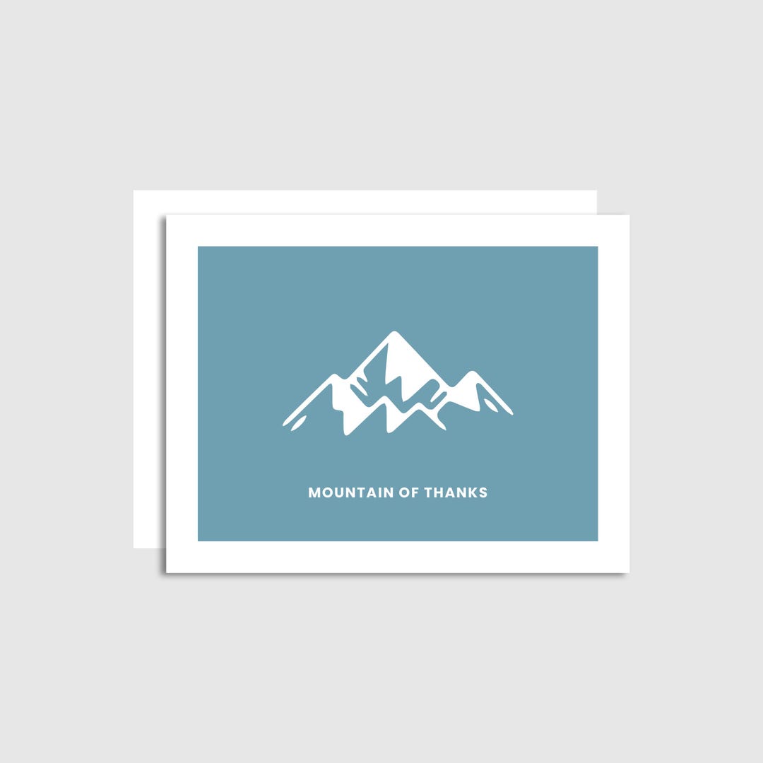 Mountain of Thanks Card Blue - Thank You Card - Simple Greeting Card ...