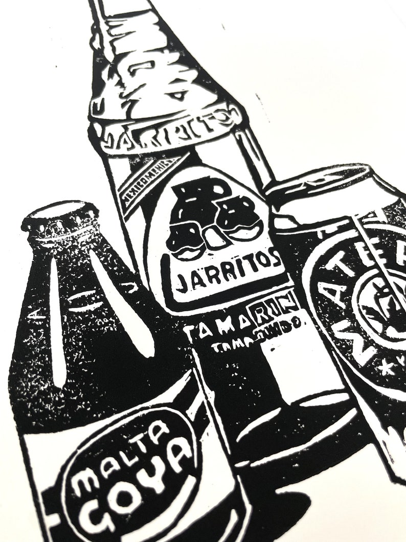 Malta, Materva, & Jarritos - Original 9x12" Block Print - Etsy