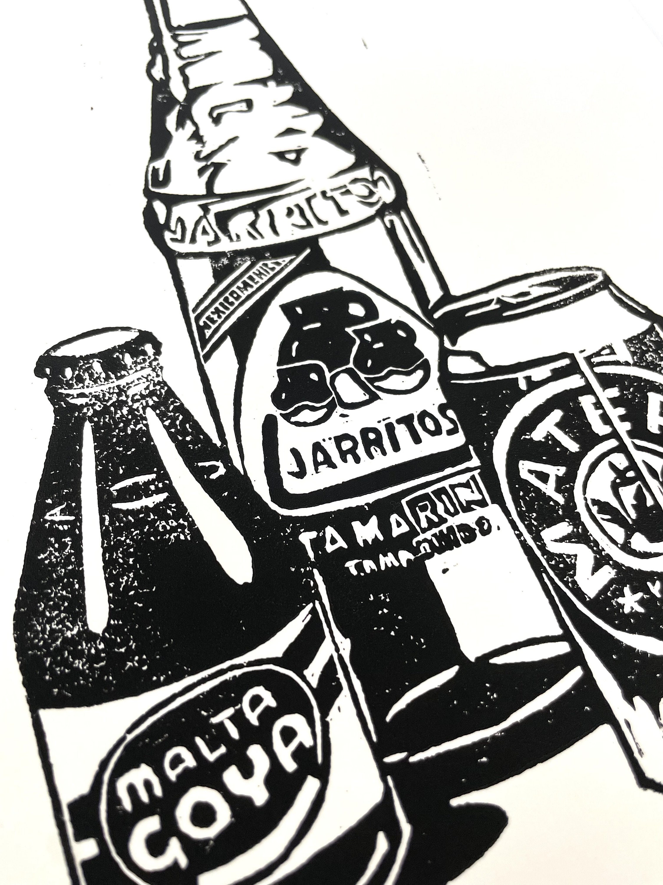 Malta, Materva, & Jarritos - Original 9x12" Block Print - Etsy