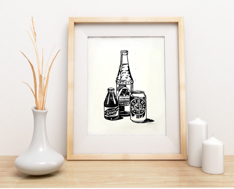 Malta, Materva, & Jarritos - Original 9x12" Block Print - Etsy