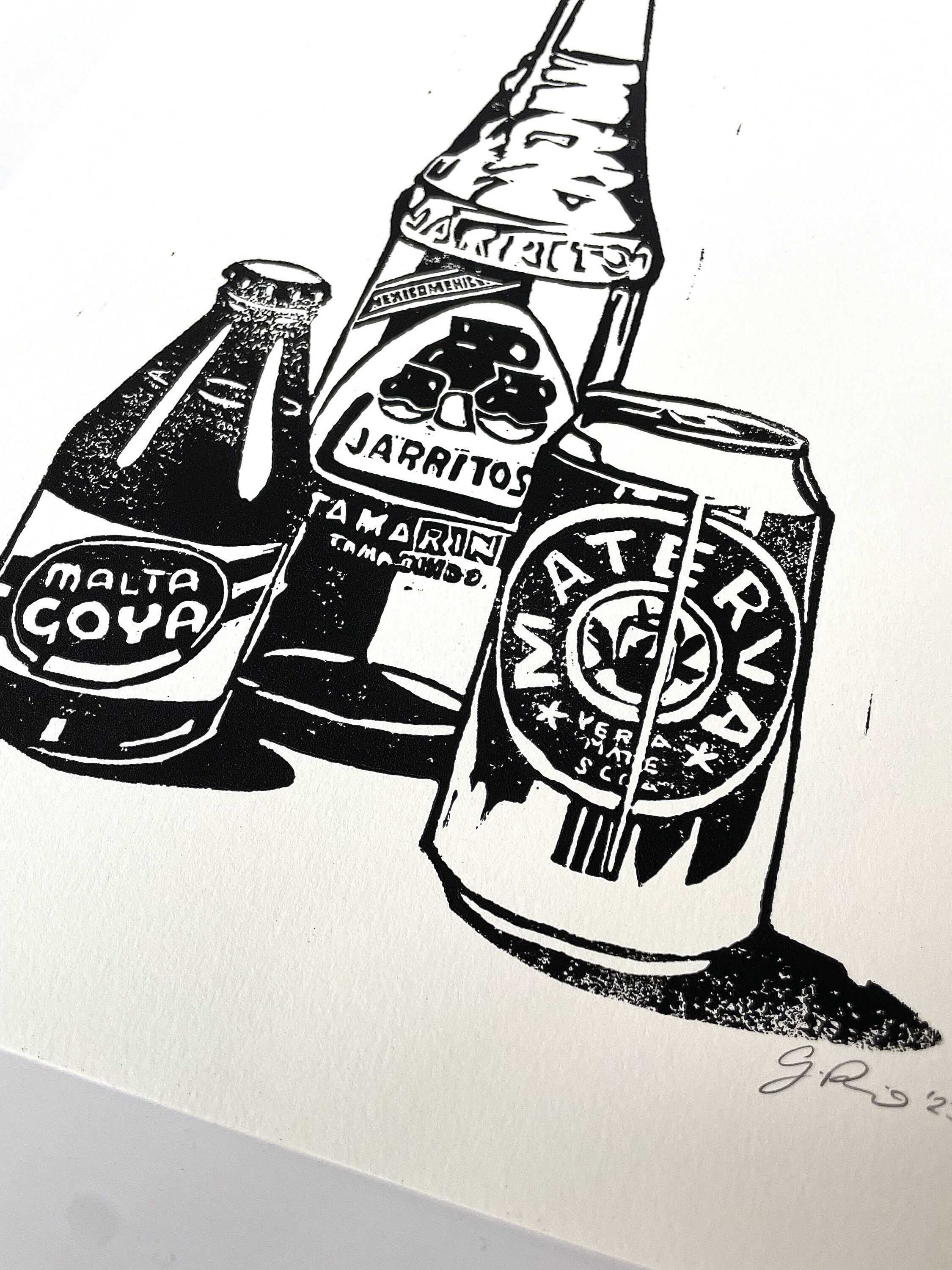 Malta, Materva, & Jarritos - Original 9x12" Block Print - Etsy