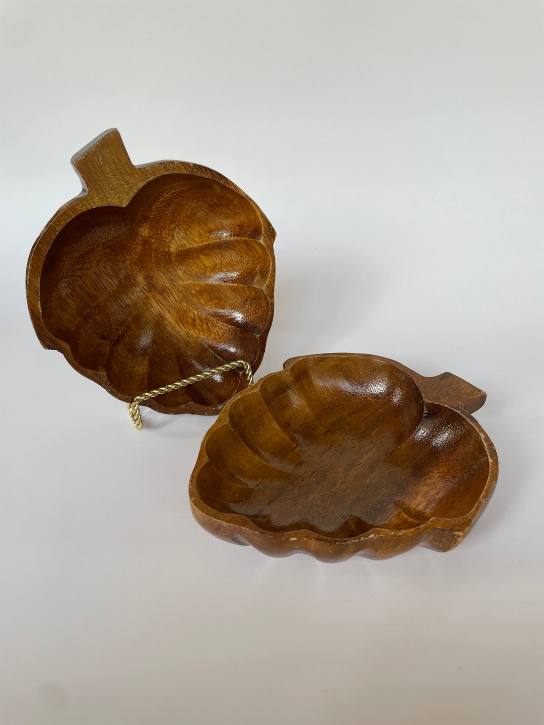 Vintage Wooden Leaf-shaped Bowls - Set of 2 - Etsy
