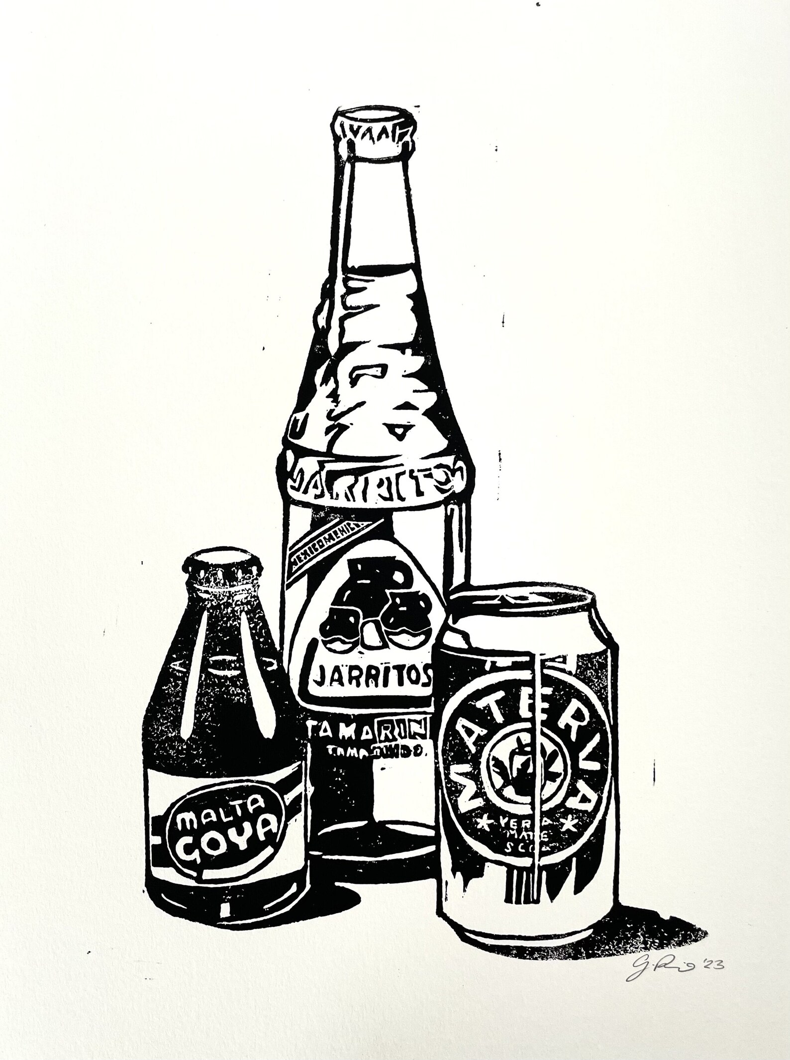 Malta, Materva, & Jarritos - Original 9x12" Block Print - Etsy