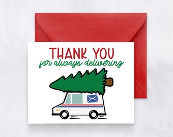 Merry Christmas Card for Mail Carrier, Holiday Card for Postal Worker ...