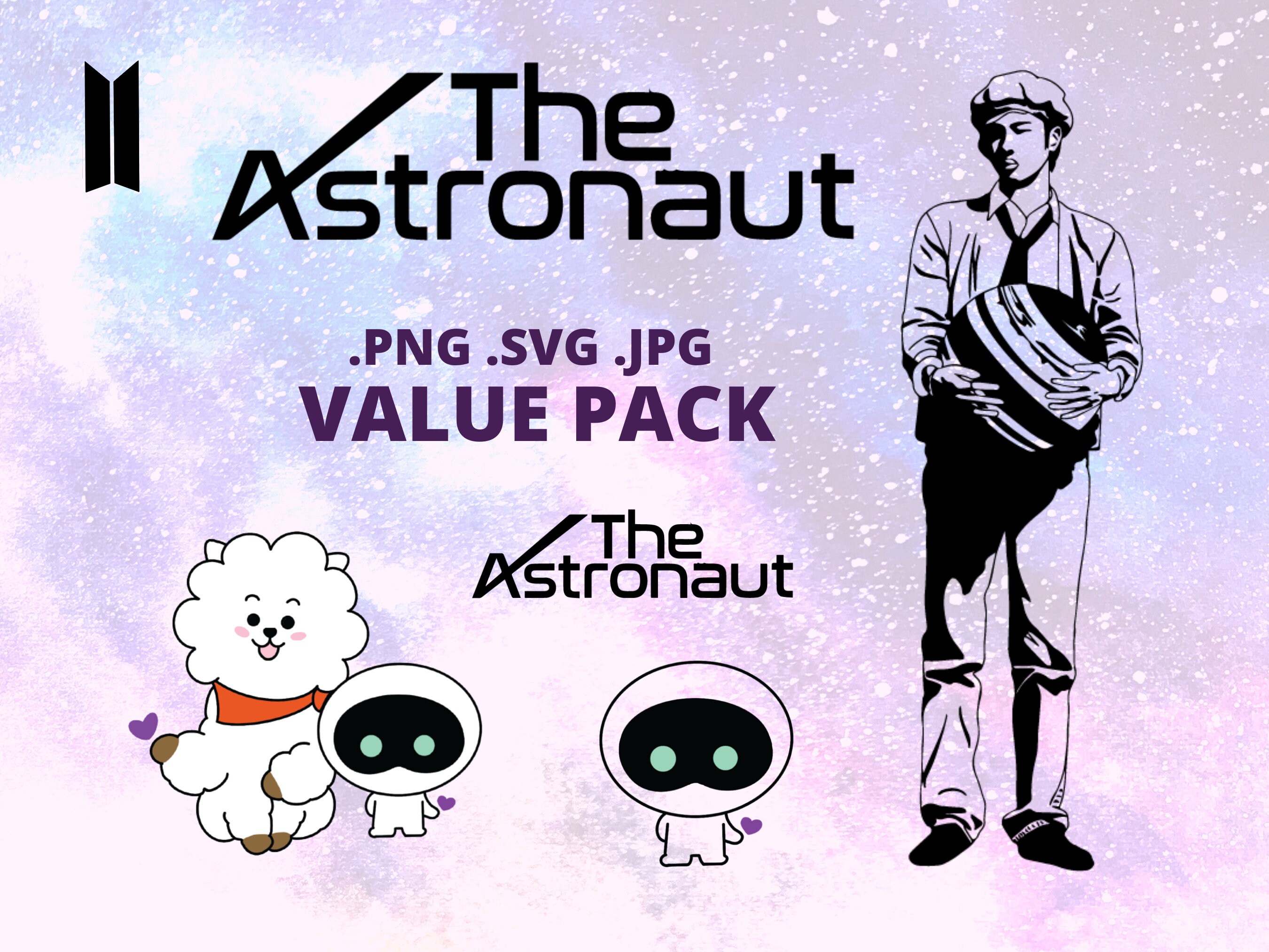 BTS21 SVG the Astronaut JIN Png Svg Jpg Value Pack | BTS Bts Cricut ...