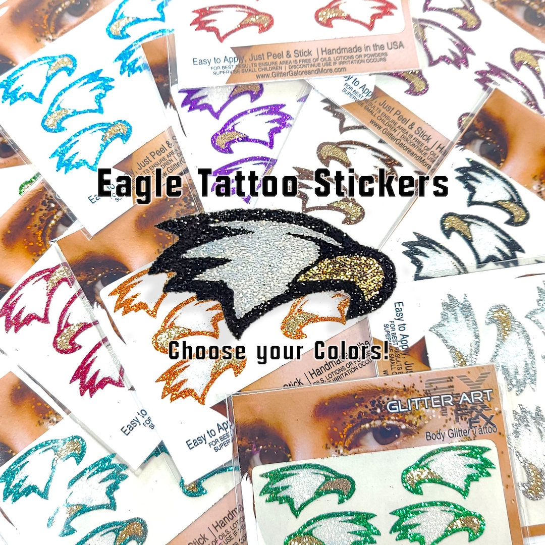 Glitter Eagle Face Stickers: Game Day Temporary Tattoos - Etsy