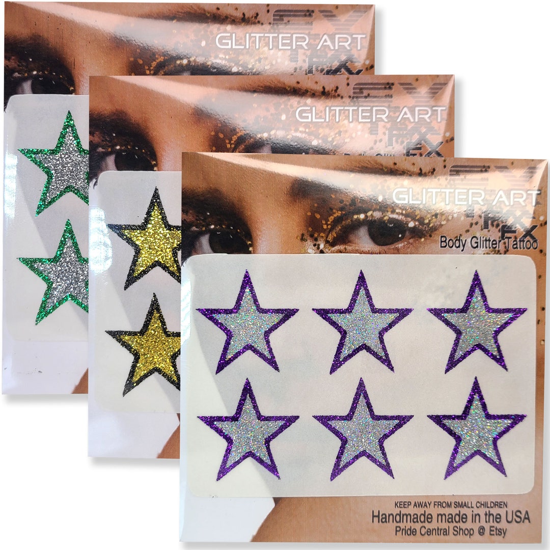 Cheer Glitter Tattoos for Face, Custom Star Glitter Stickers for Teams ...