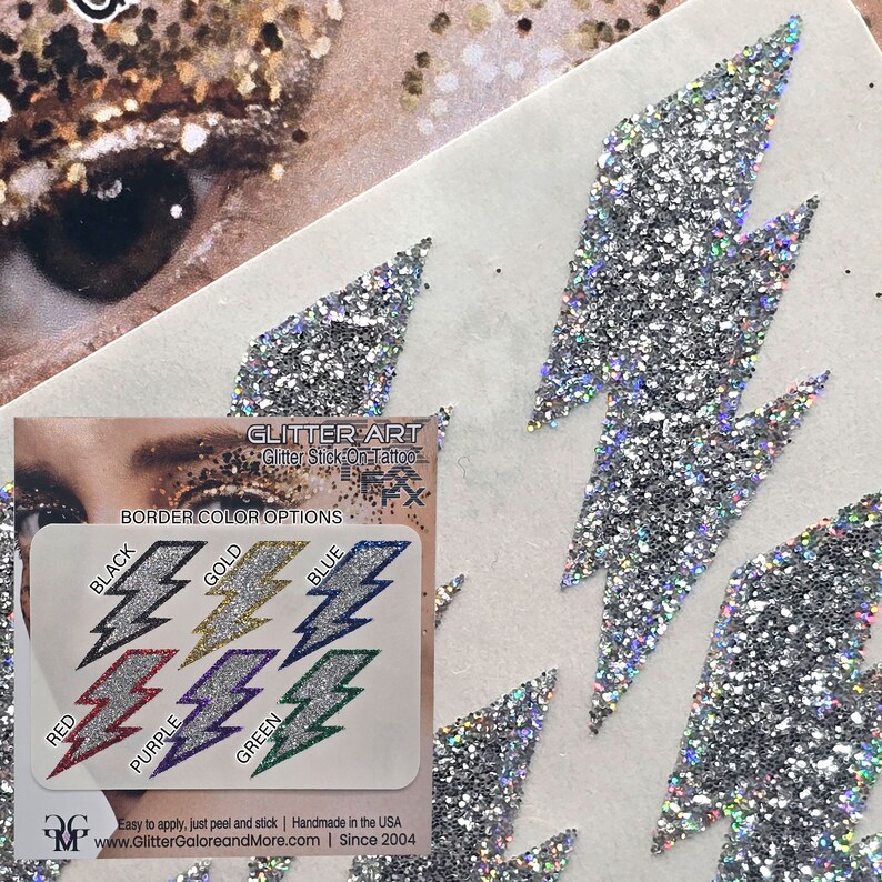 Glitter Lightning Bolt Face Stickers: Cheer Team Decals - Etsy Australia