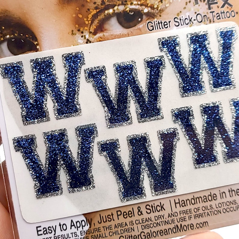 Varsity Glitter Tattoo Stickers: Two-color School Letters & Numbers - Etsy