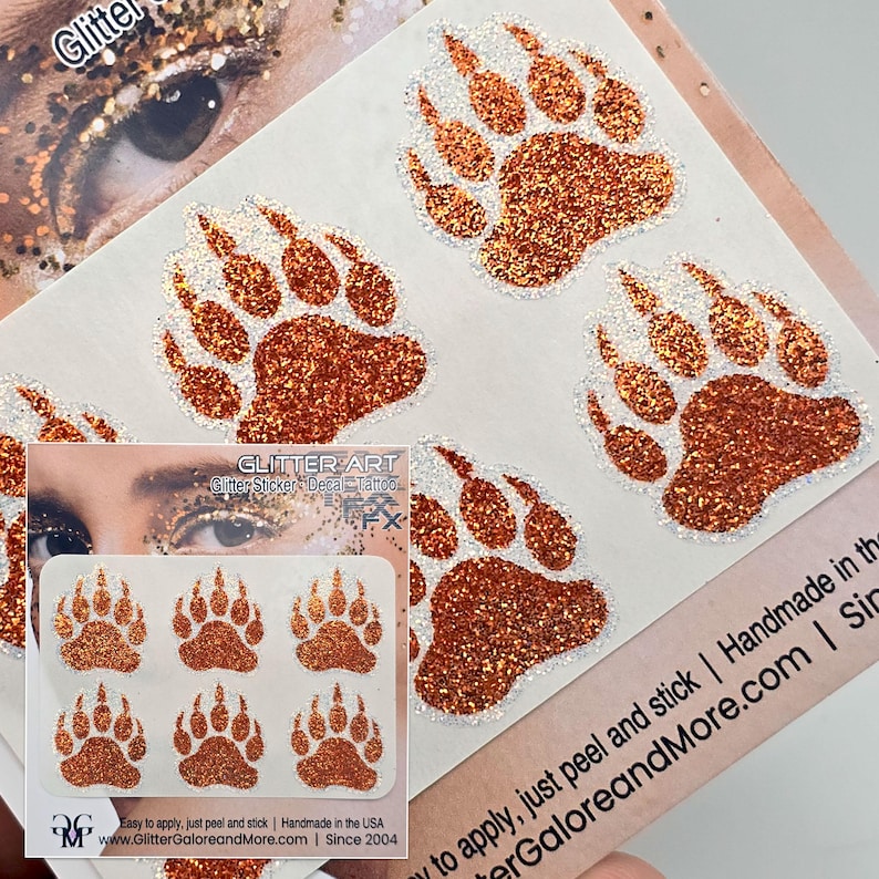 Glitter Bear Paw Sticker Tattoo: Cheer Team Decal - Etsy