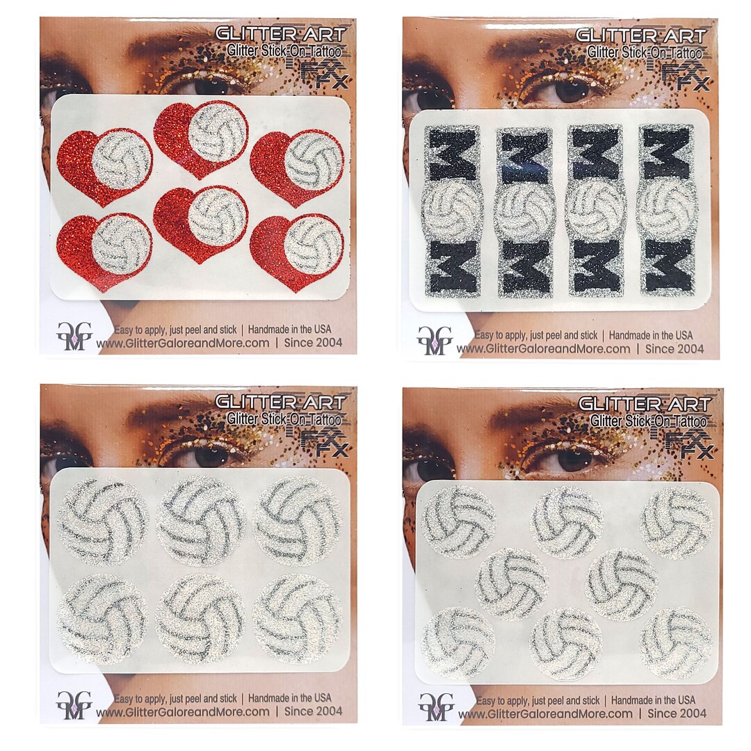 Volleyball Glitter Temporary Tattoo Stickers: Team Face Decals - Etsy
