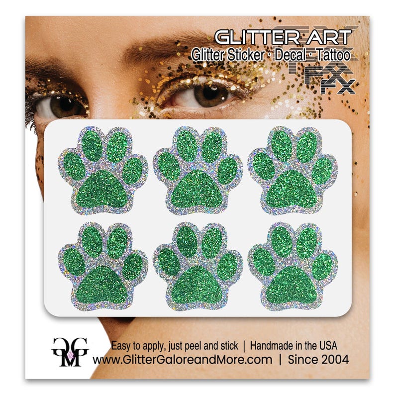 Glitter Paw Print Face Stickers: Body Art Temporary Tattoos - Etsy Israel