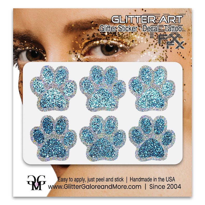 Glitter Paw Print Face Stickers: Body Art Temporary Tattoos - Etsy Israel