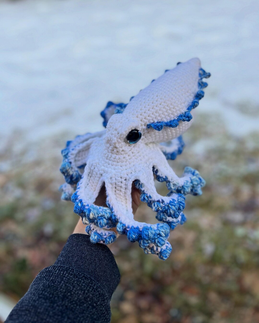 Blue White Octopus Plushie, Octopus Stuffed Animal, Cephalopod Toy ...