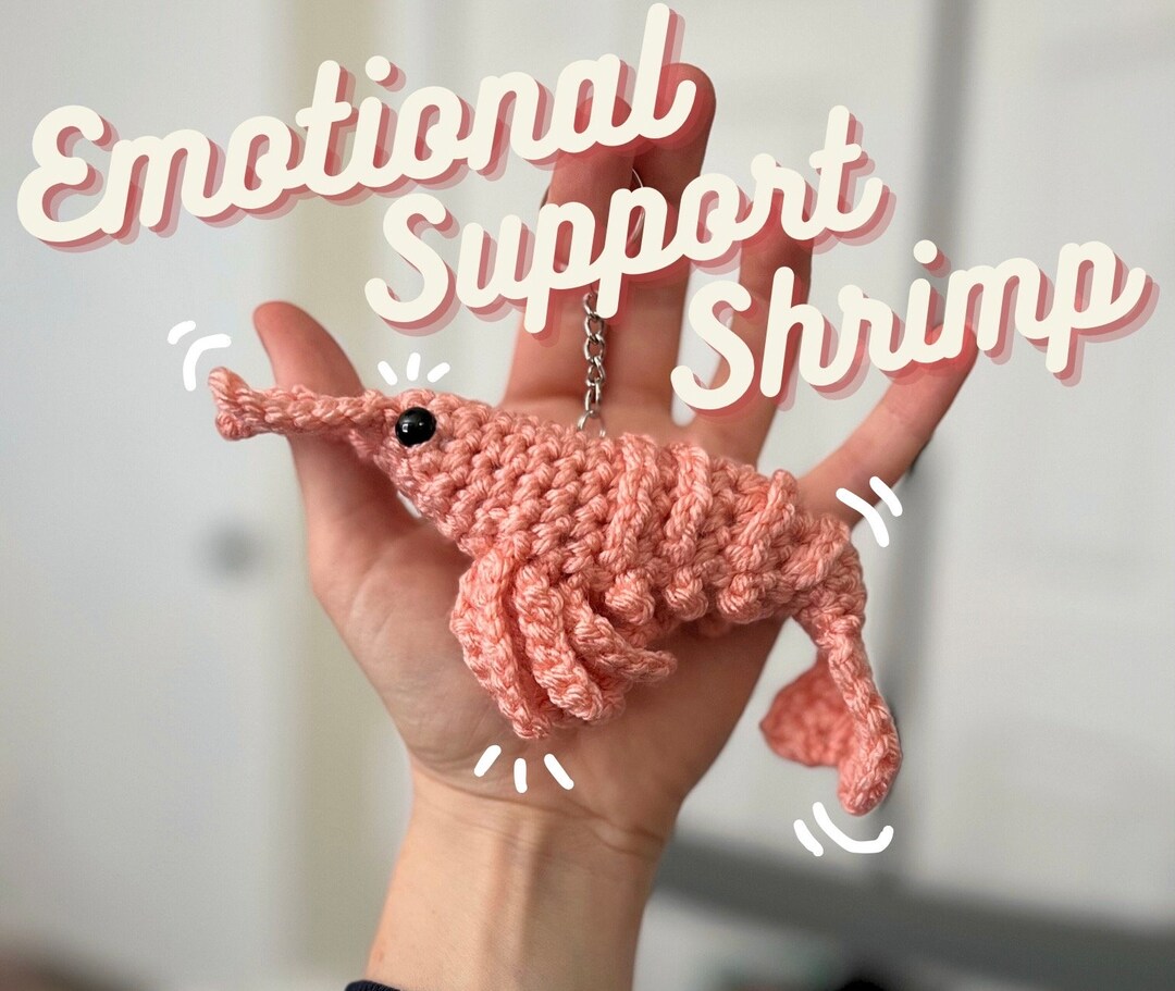 Emotional Support Shrimp, Shrimp Keychain, Crustacean Plushie, Sea Creature Stuffed Toy, Prawn ...