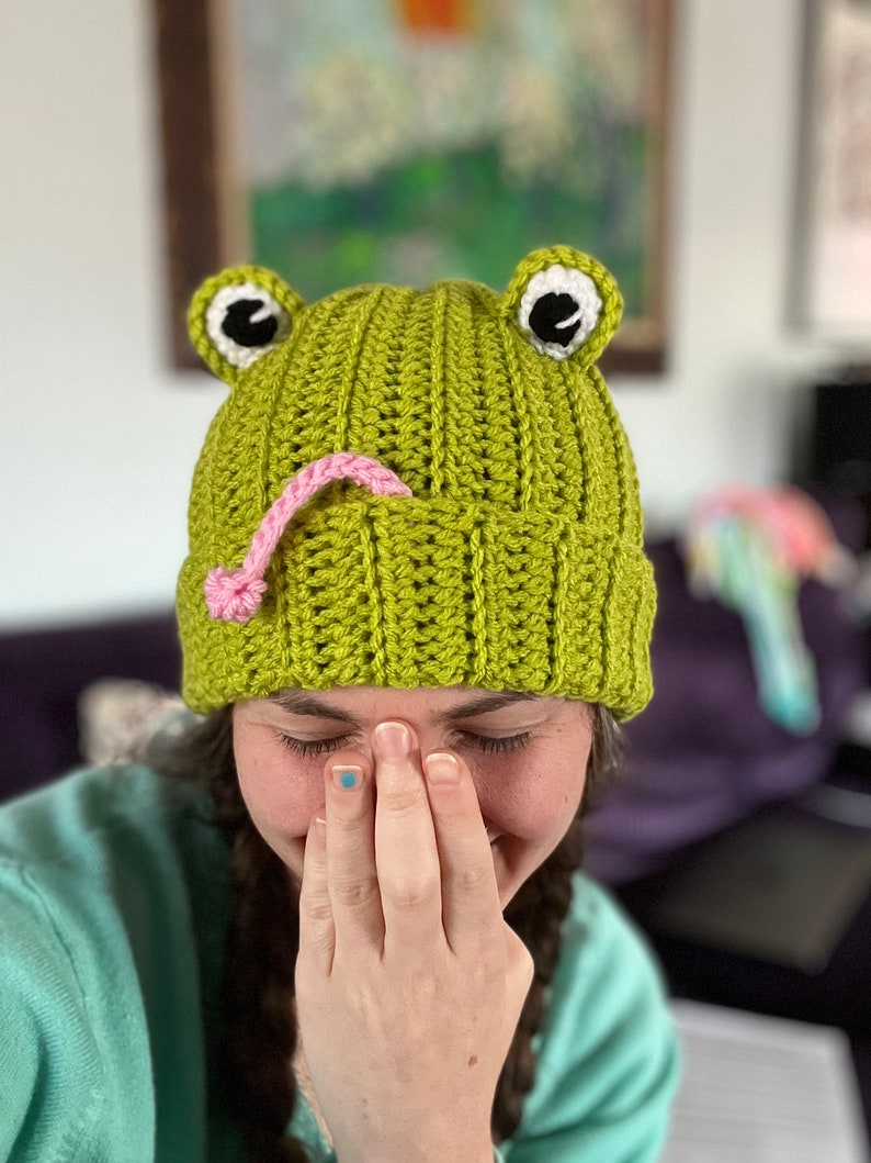 Frog Hat Crochet Pattern, Digital Download Crochet, Frogtastic Hat ...