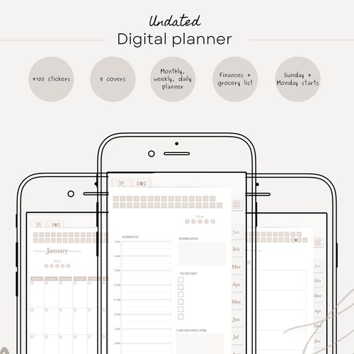 Undated Minimalistic Digital Planner for Smartphone With - Etsy