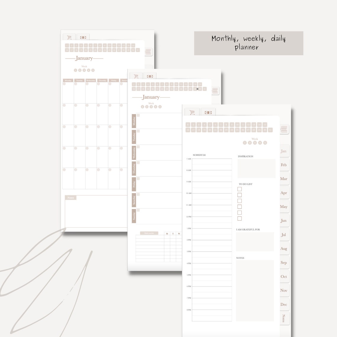 Undated Minimalistic Digital Planner for Smartphone With Digital ...