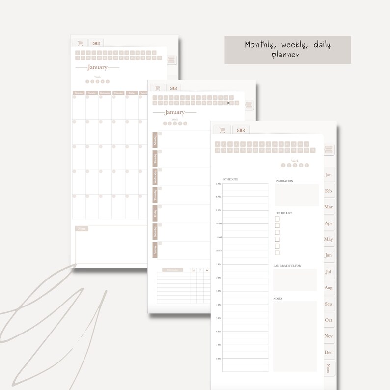 Digital Planner for Goodnotes iPhone | Minimalist Undated Planner PDF ...