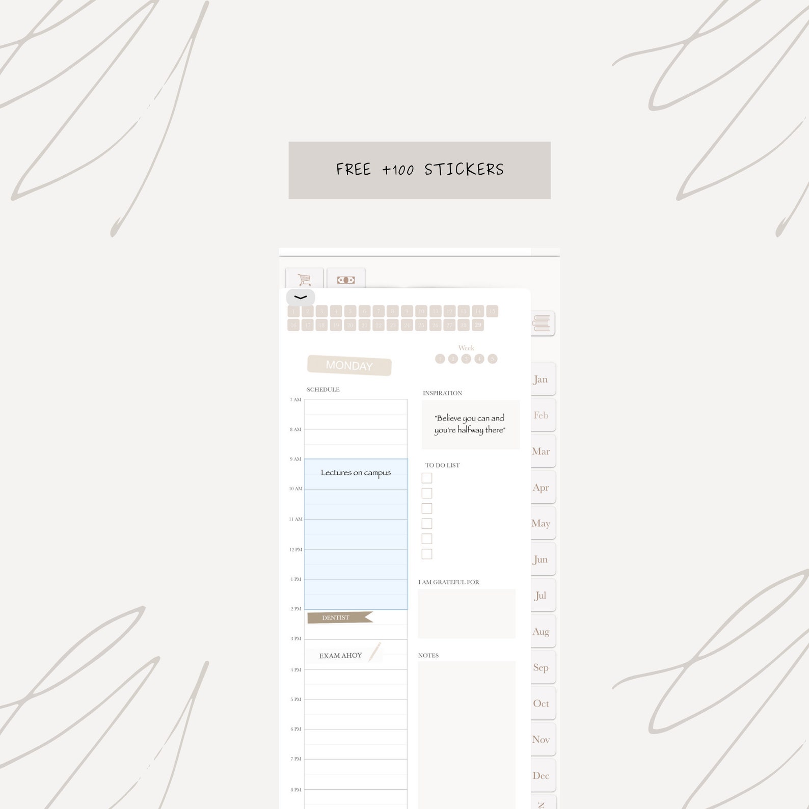 Digital Planner for Goodnotes iPhone | Minimalist Undated Planner PDF ...