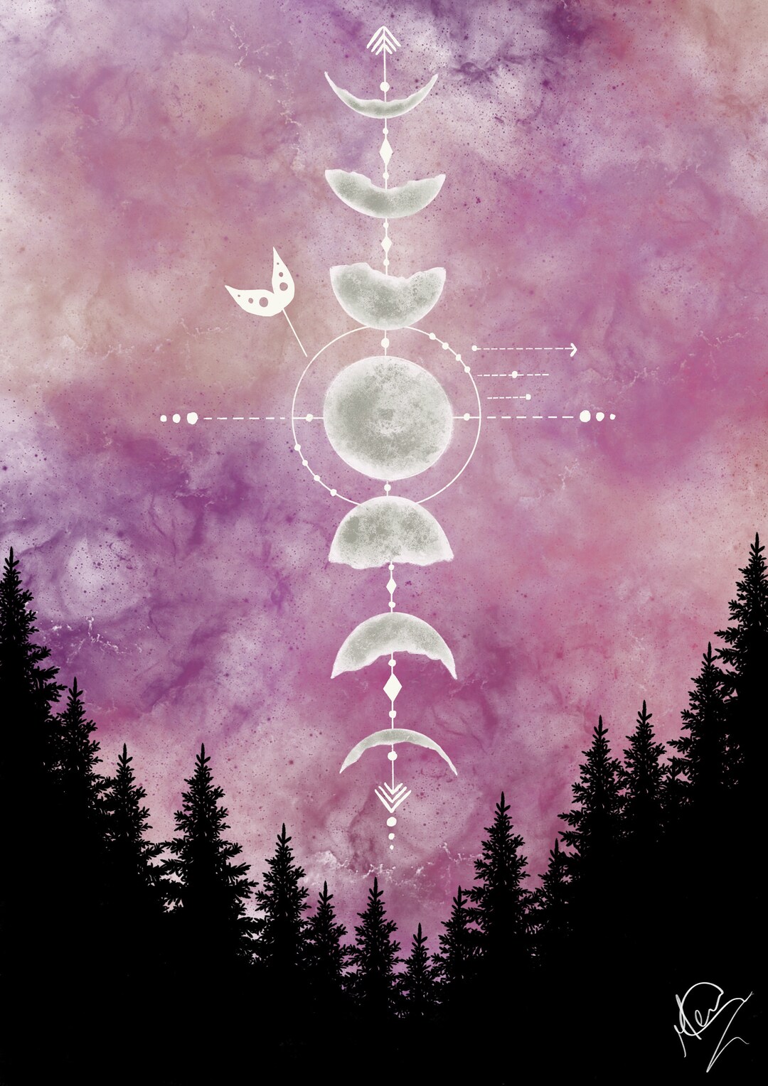 Purple Nebula Moon Phase - Etsy