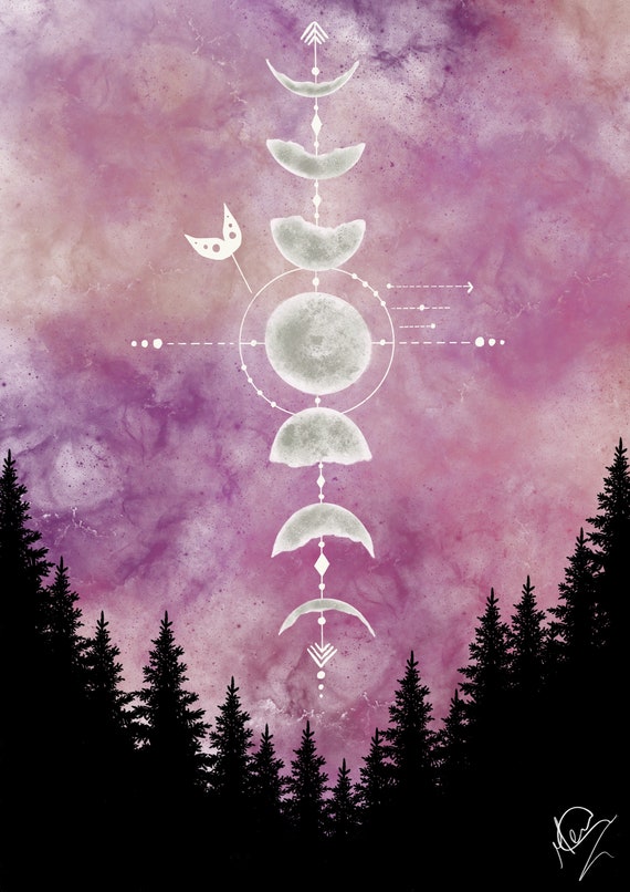 Purple Nebula Moon Phase - Etsy