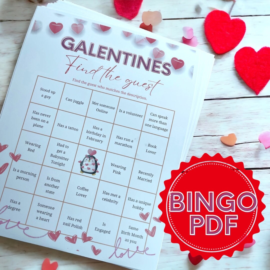 Galentines Day Bingo, Valentines Day Find the Guest Bingo, Party Game ...