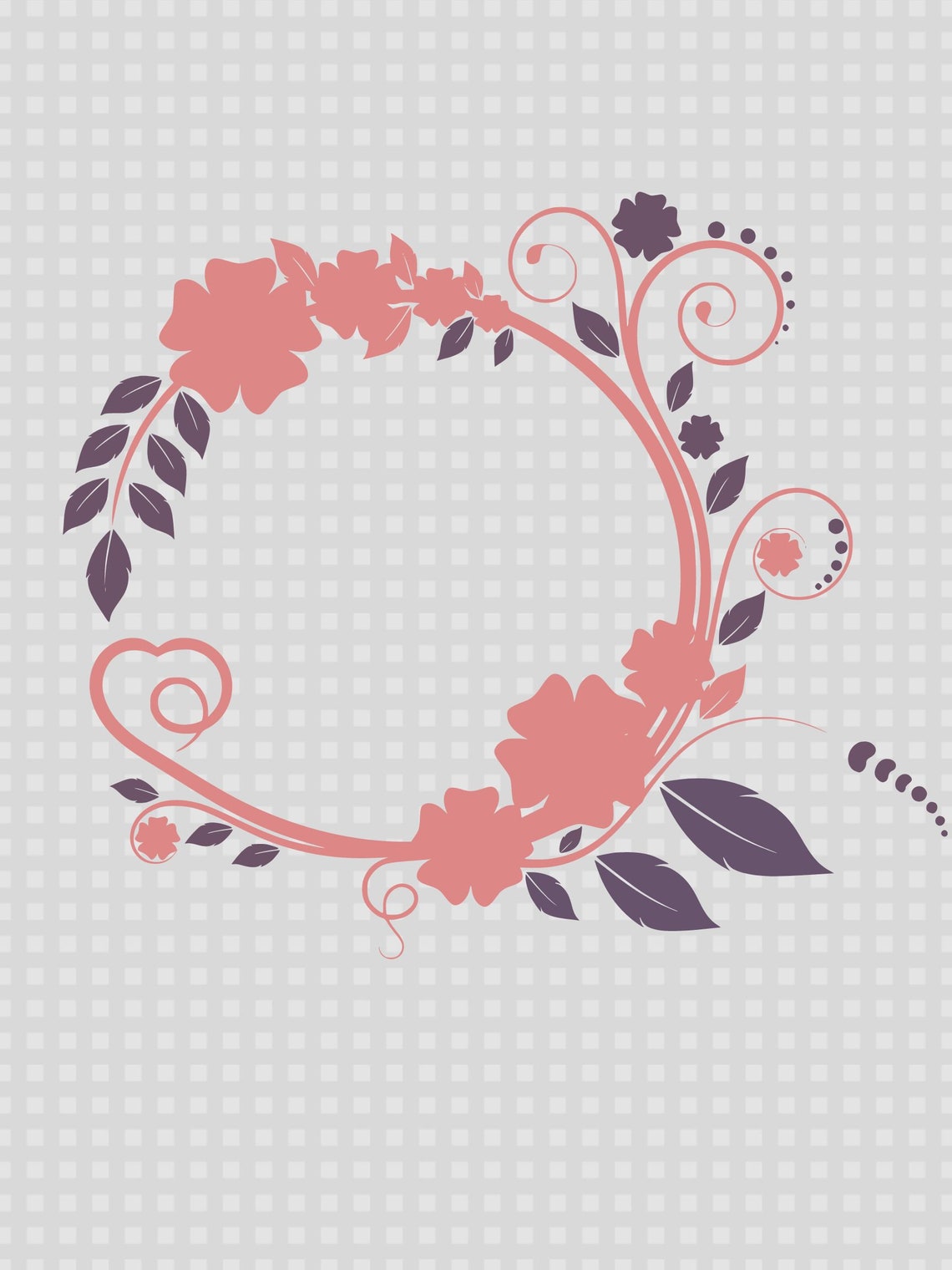 Half Wreath Svg - Pink Floral Frame Clipart - Round Frame SVG - Wild ...