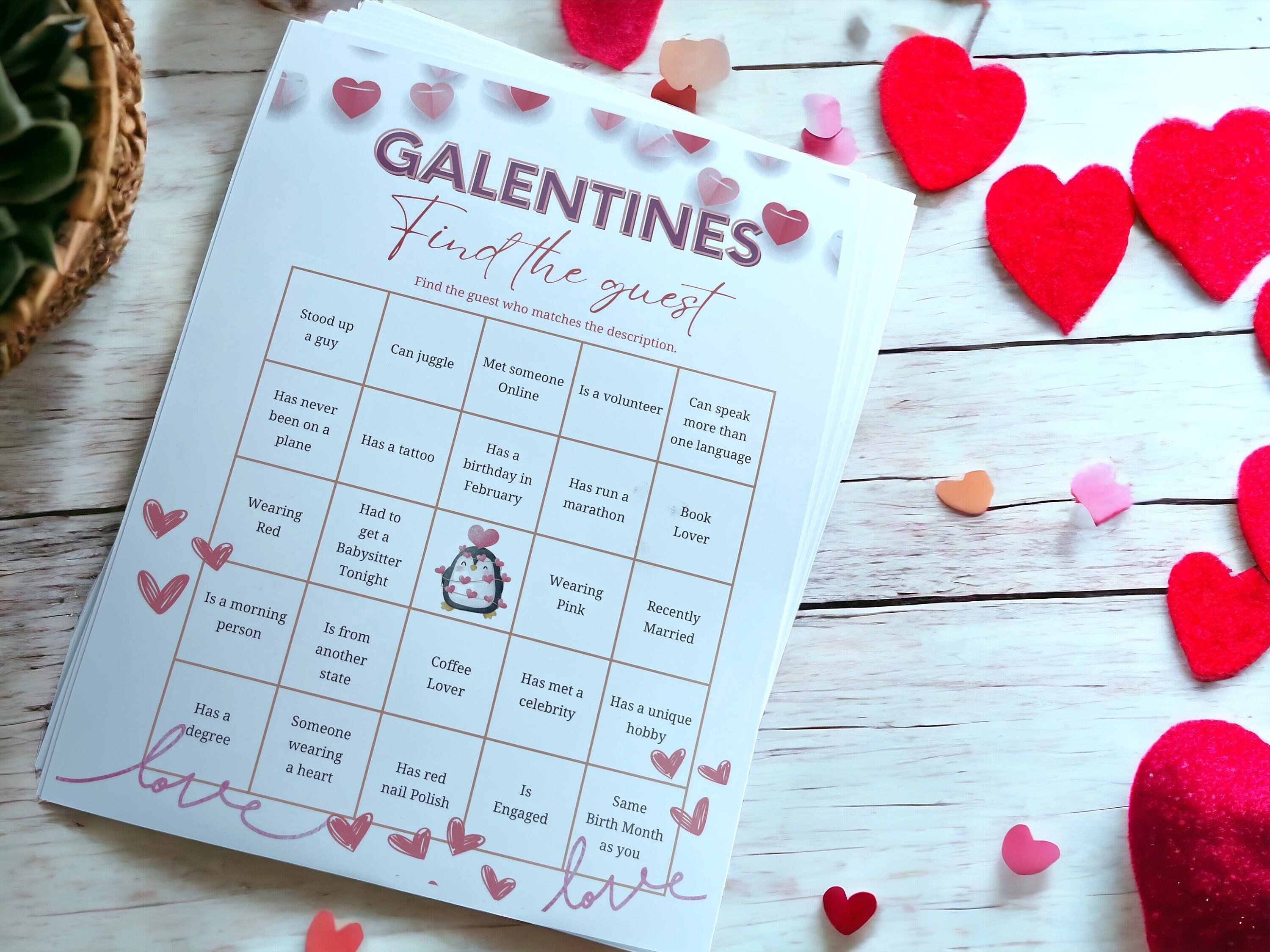 Galentines Day Bingo, Valentines Day Find the Guest Bingo, Party Game ...